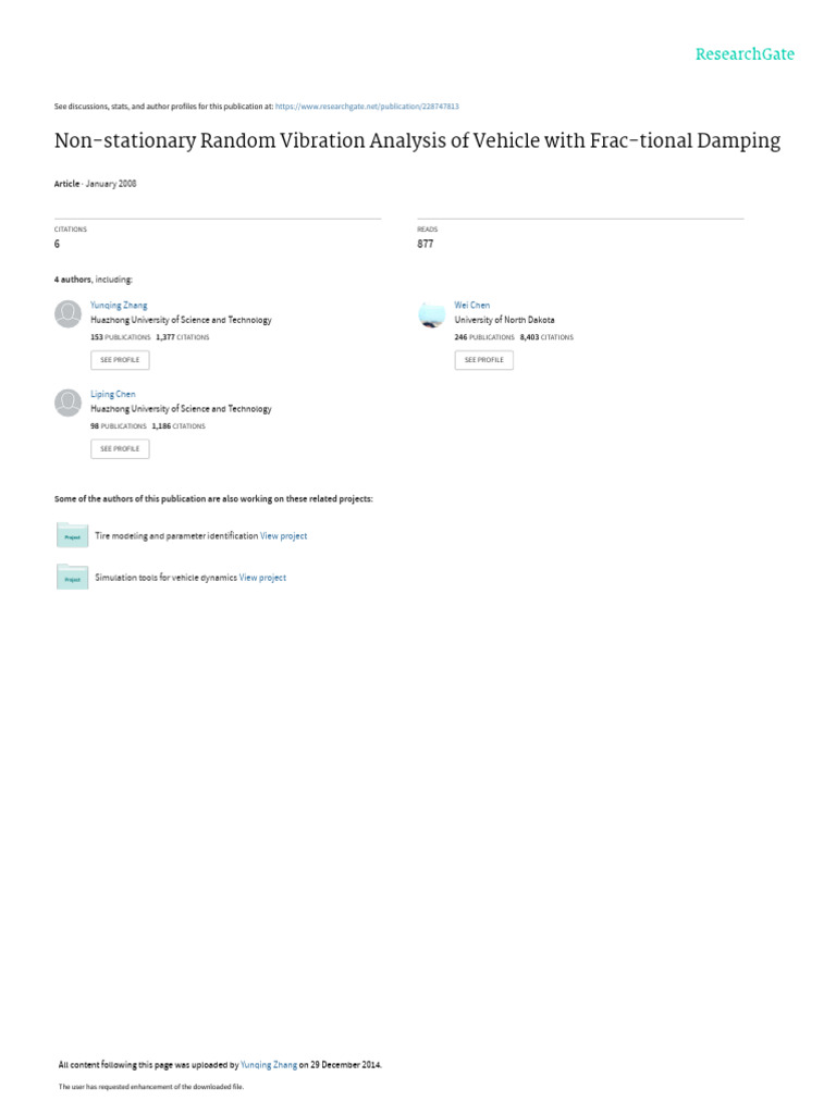 Non-Stationary Random Vibration Analysis of Vehicl | PDF | Spectral ...