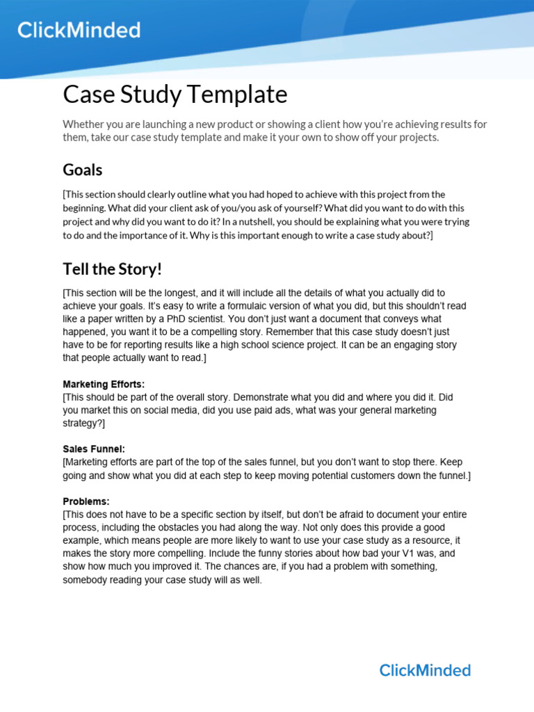 Case Study Template | PDF | Career & Growth