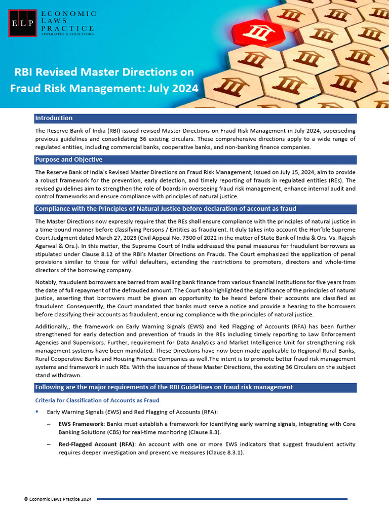 RBI 2024 Guidelines on Fraud Risk Management | PDF | Reserve Bank Of ...