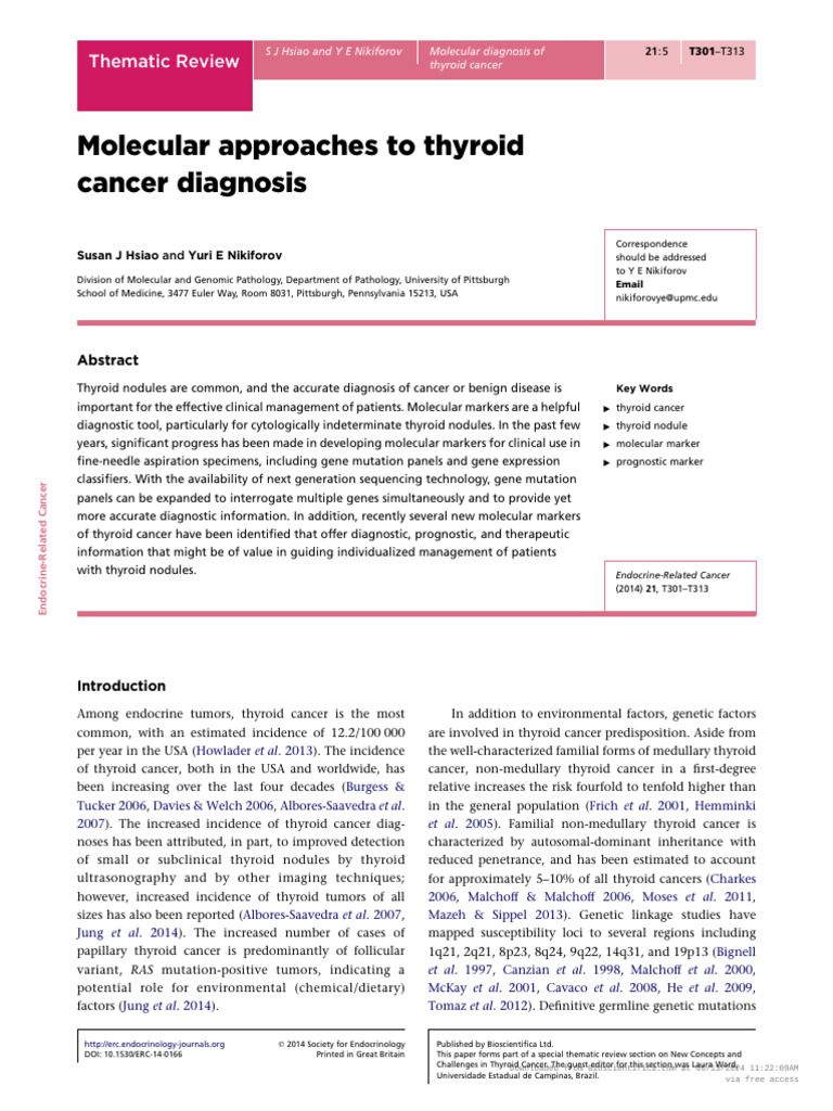 Molecular Approaches To Thyroid Cancer Diagnosis: Thematic Review | PDF ...