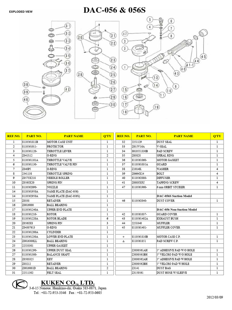 DAC-056 & 056S Parts List | PDF | Valve | Machines