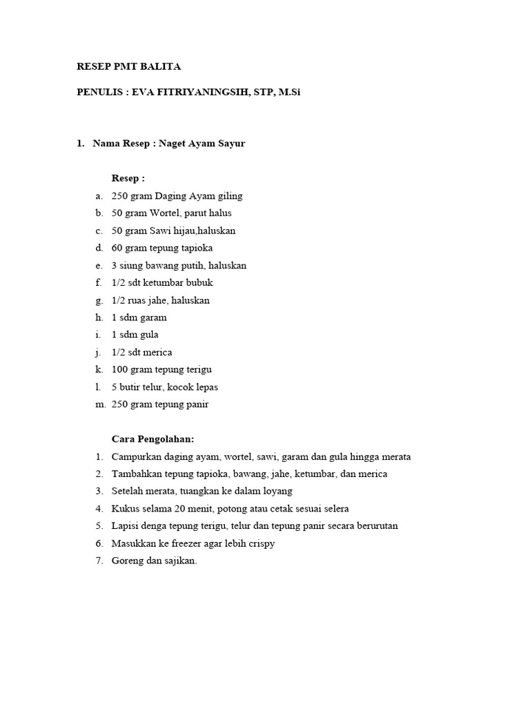 Resep PMT Balita | PDF