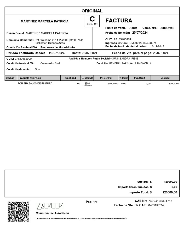 FACTURAMARTINEZMARCELA | PDF