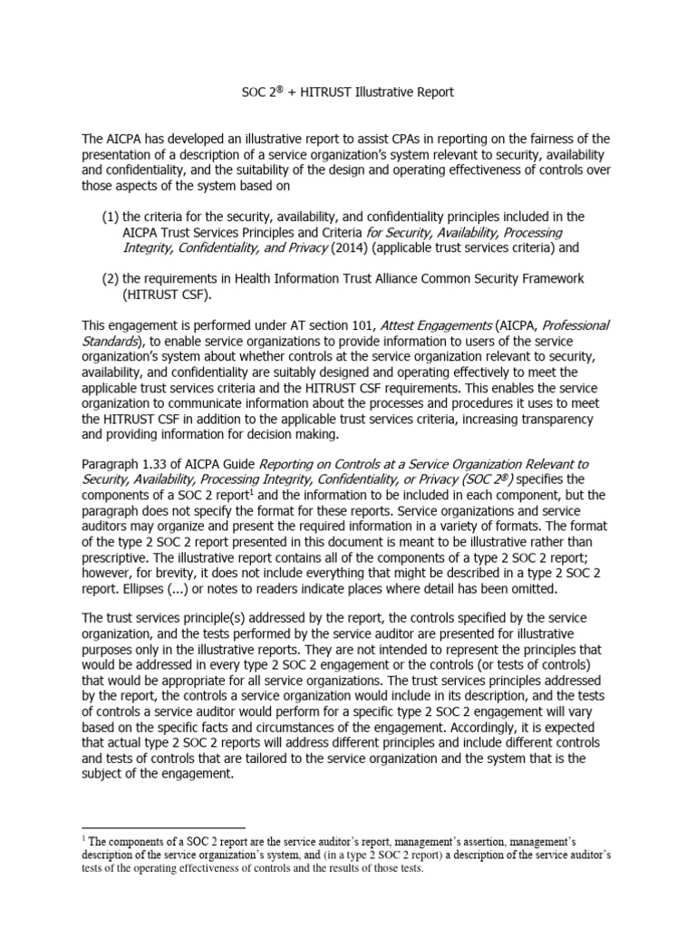 Dokumen - Tips - Soc 2 Hitrust Illustrative Report Aicpa Aicpa Trust ...