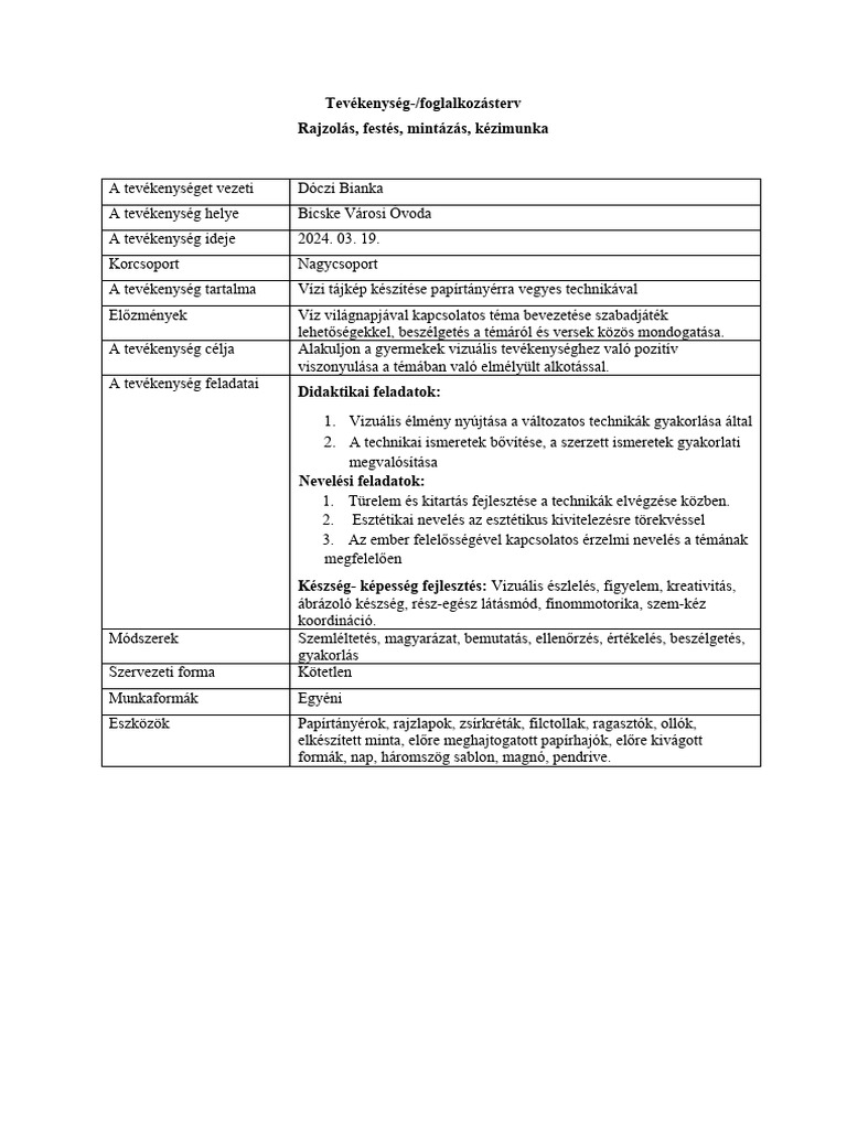 Víz Világnapja - VT - Tervezet | PDF