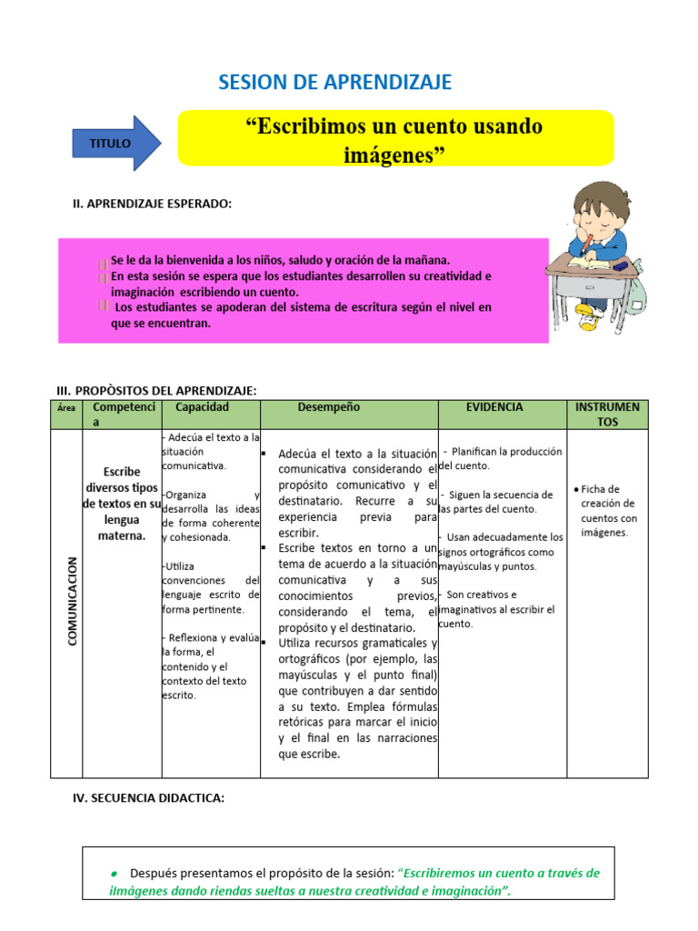 Sesion de Aprendizaje Escribimos Un Cuento | PDF | Aprendizaje | Lingüística