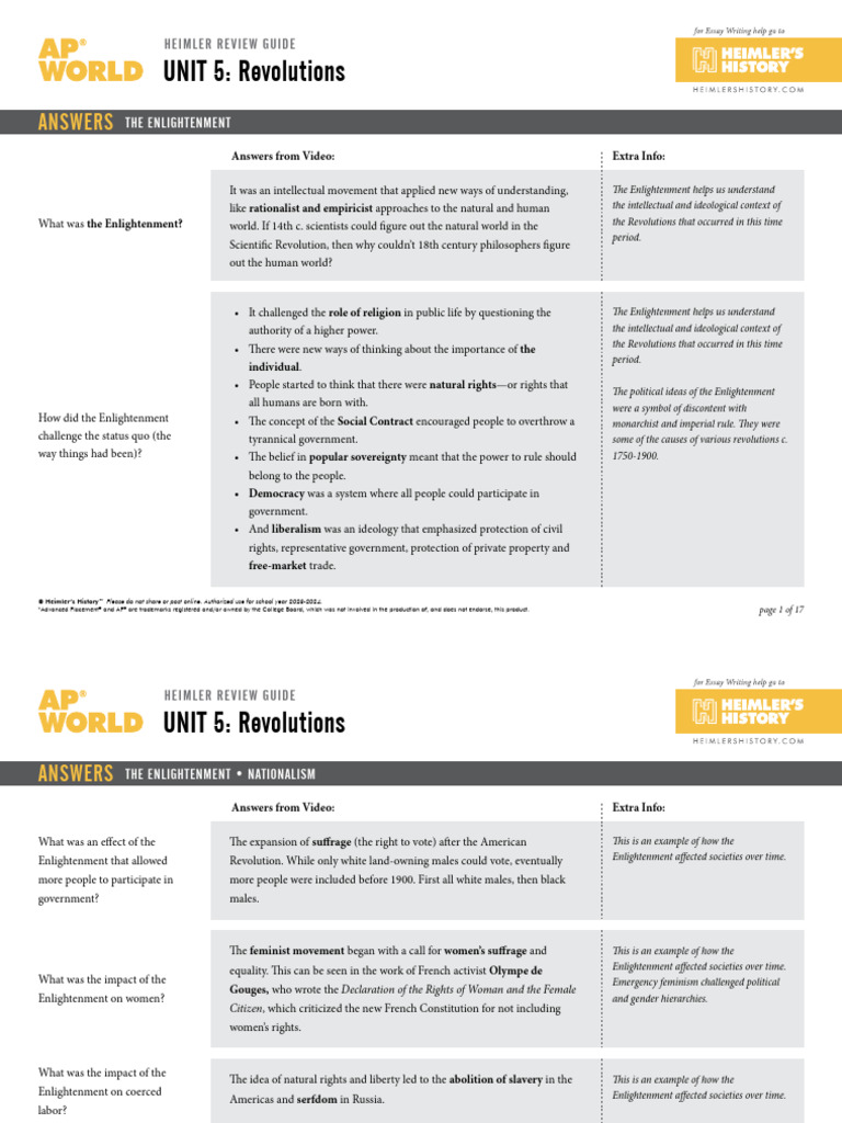 AP WORLD HRG Unit 5 Noteguide Answers | PDF | Nationalism | Industrial ...