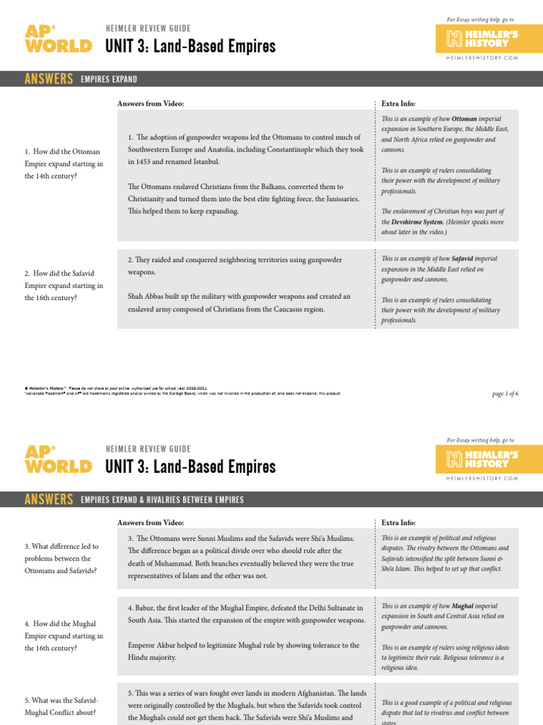 AP WORLD HRG Unit 3 Noteguide Answers | PDF | Mughal Empire | Shia Islam