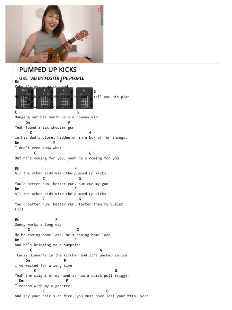 Pumped Up Kicks Uke Tab by Foster The People - Ukulele Tabs | PDF