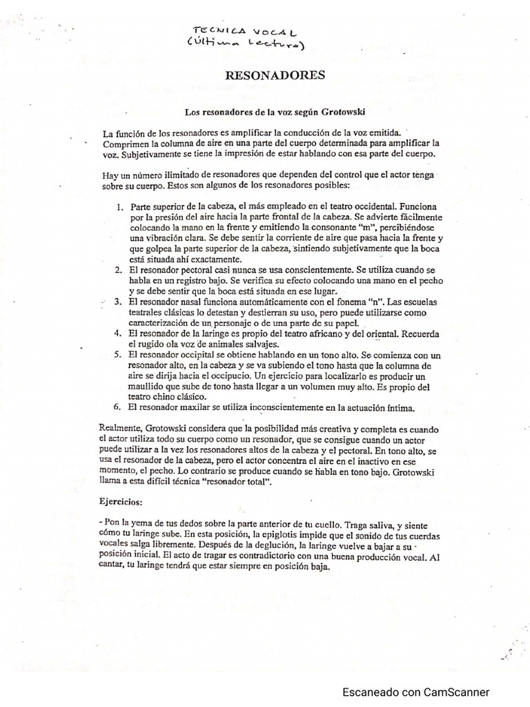 Resonadores - Técnica Vocal | PDF