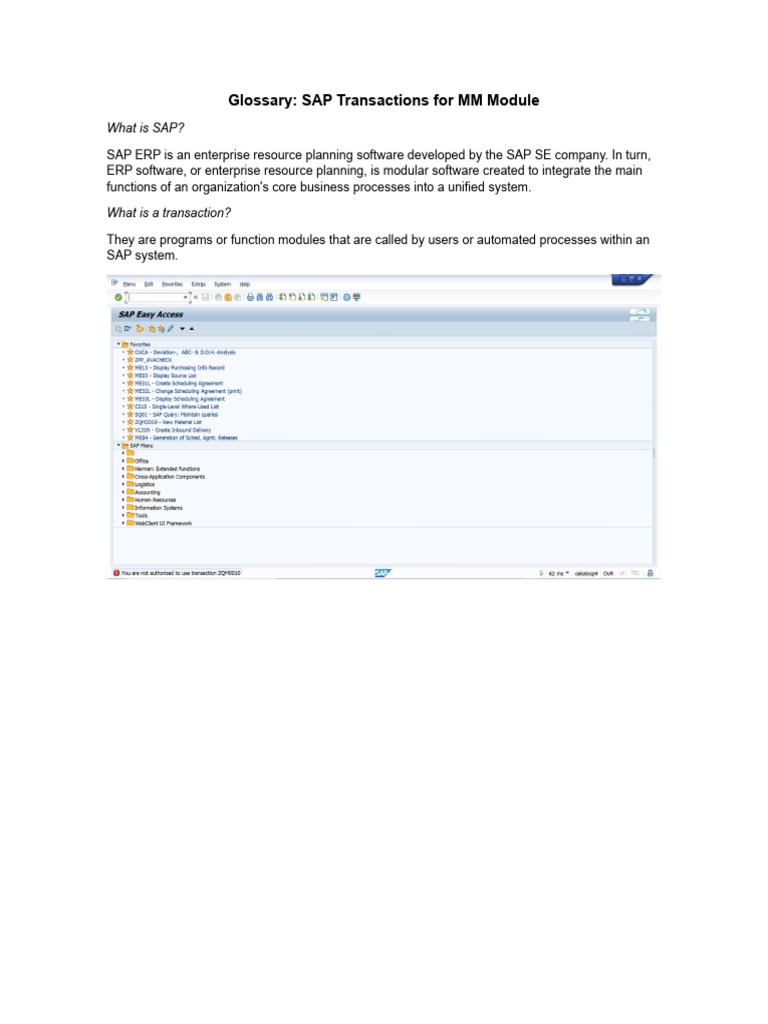 Kaizen - Glossary SAP Transactions For MM Module | PDF | Enterprise Resource Planning | Business