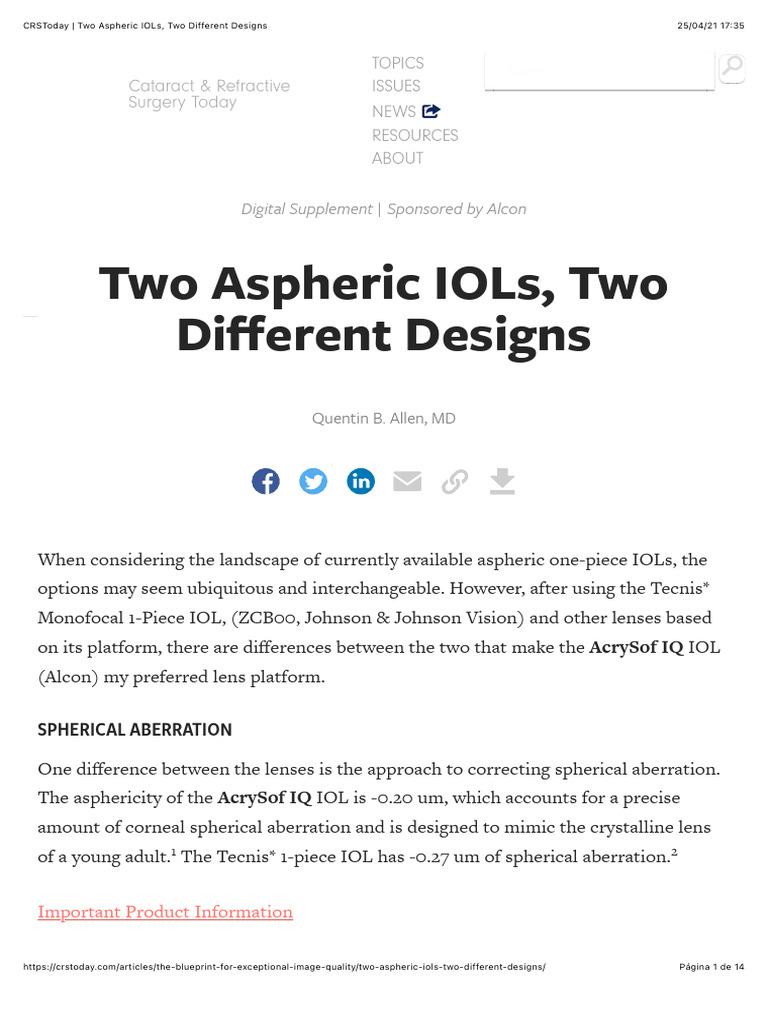 CRSToday - Two Aspheric IOLs, Two Different Designs | PDF ...