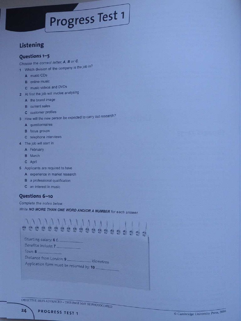 Progress Test 1 | PDF