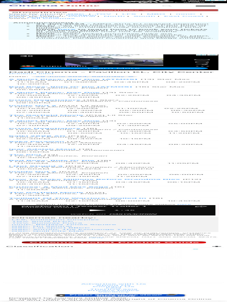 Showtimes in Dadi Cinema Pavilion KL, City Center | PDF