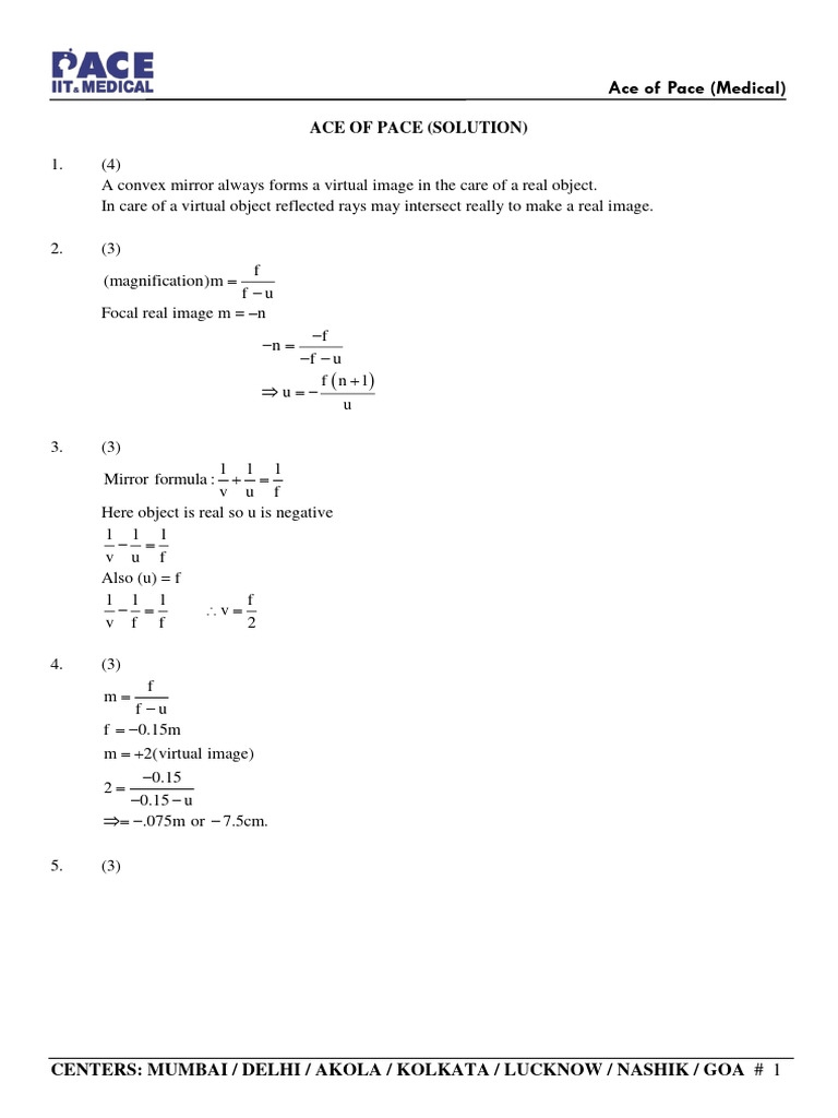 MEDICAL AOP SOLUTION Final | PDF | Force | Newton's Laws Of Motion