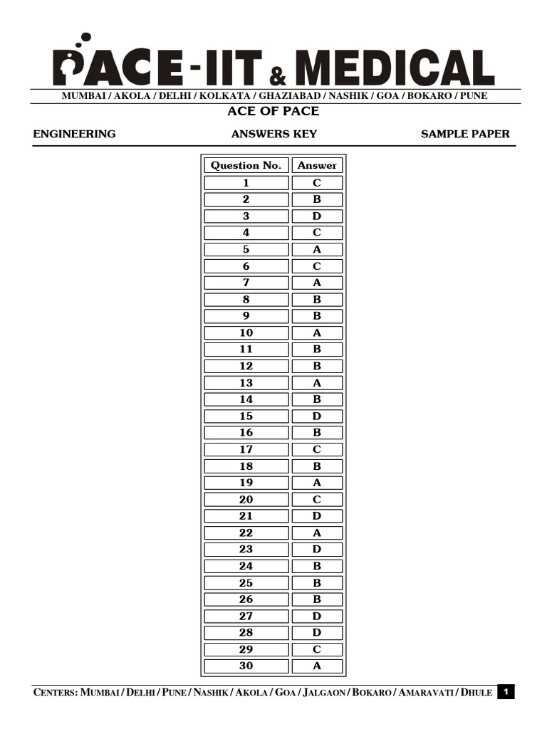 Ace of Pace Engineering Answer Key | PDF
