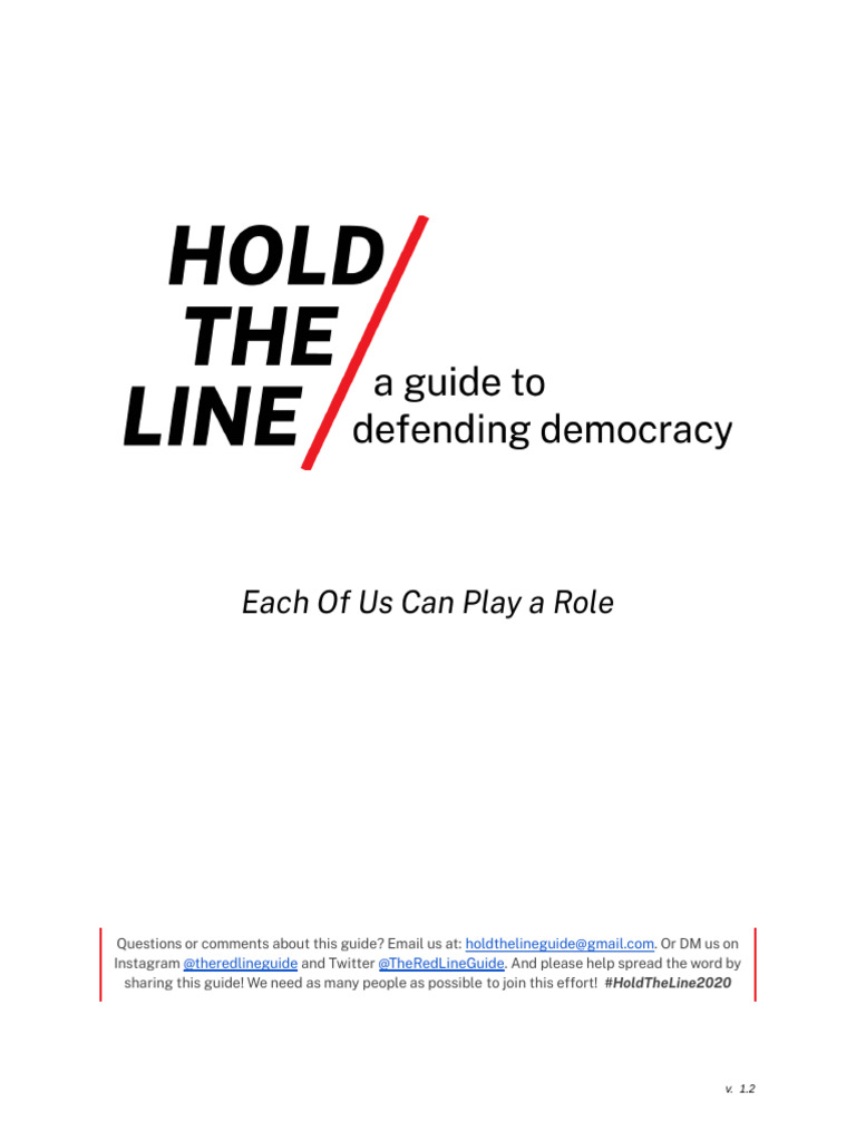 Hold The Line A Guide To Defending Democracy | PDF | Postal Voting ...