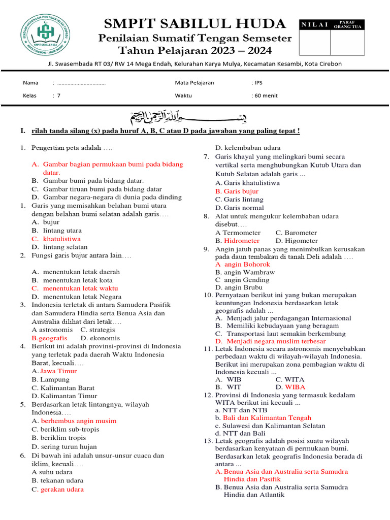 Dokumen PSTS IPS Kelas 7 | PDF