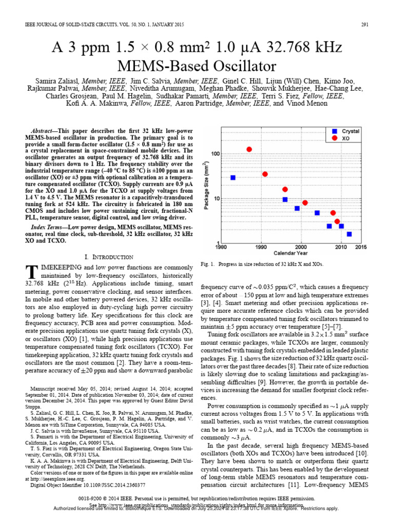 A 3 PPM 1.5 0.8 MM 2 1.0 A 32.768 KHZ MEMS-Based Oscillator | PDF ...