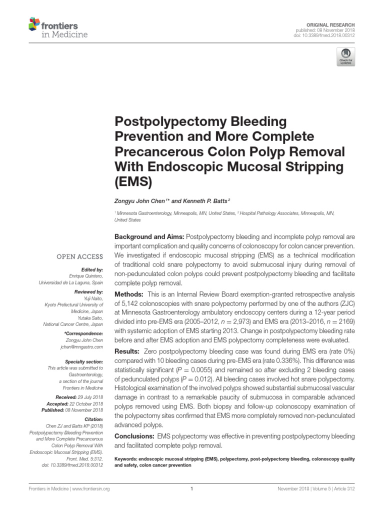 Postpolypectomy Bleeding Prevention and More Compl | PDF | Colonoscopy ...