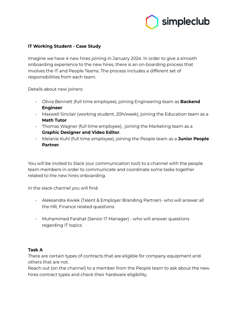 IT Working Student Case Study | PDF | Computer Hardware | Employment