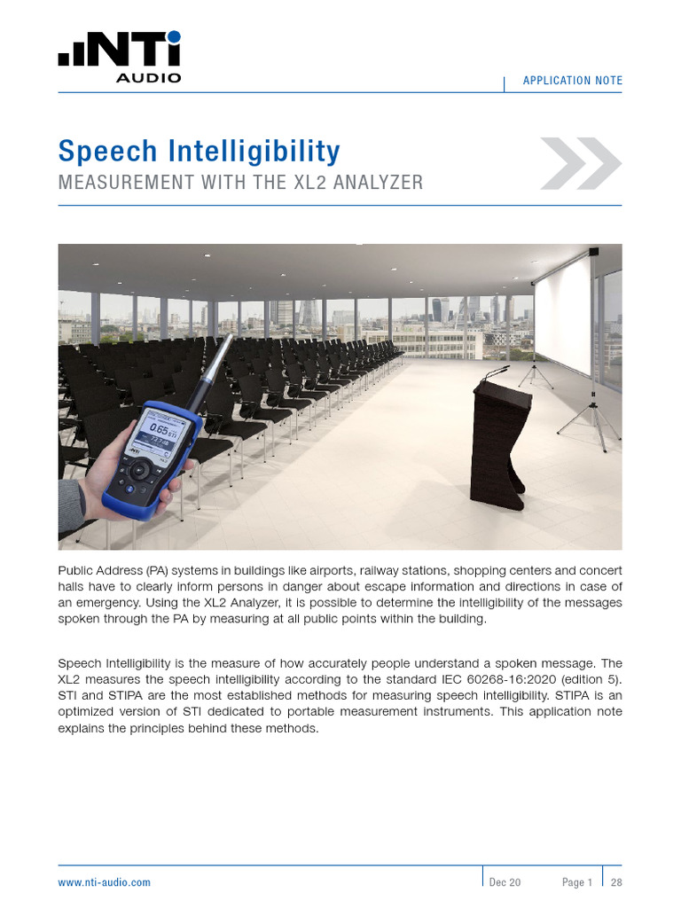 NTi Audio AppNote STIPA Measurement | PDF | Hearing | Sound