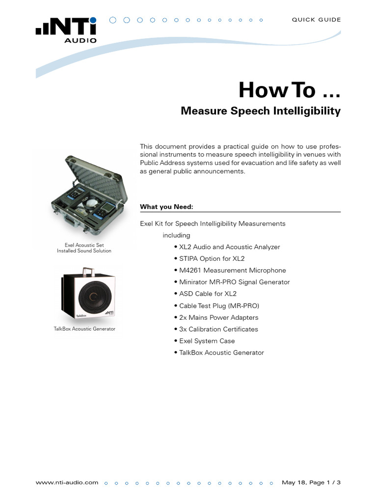 Measuring Speech Intelligibility with STIPA | PDF | Sound Technology ...