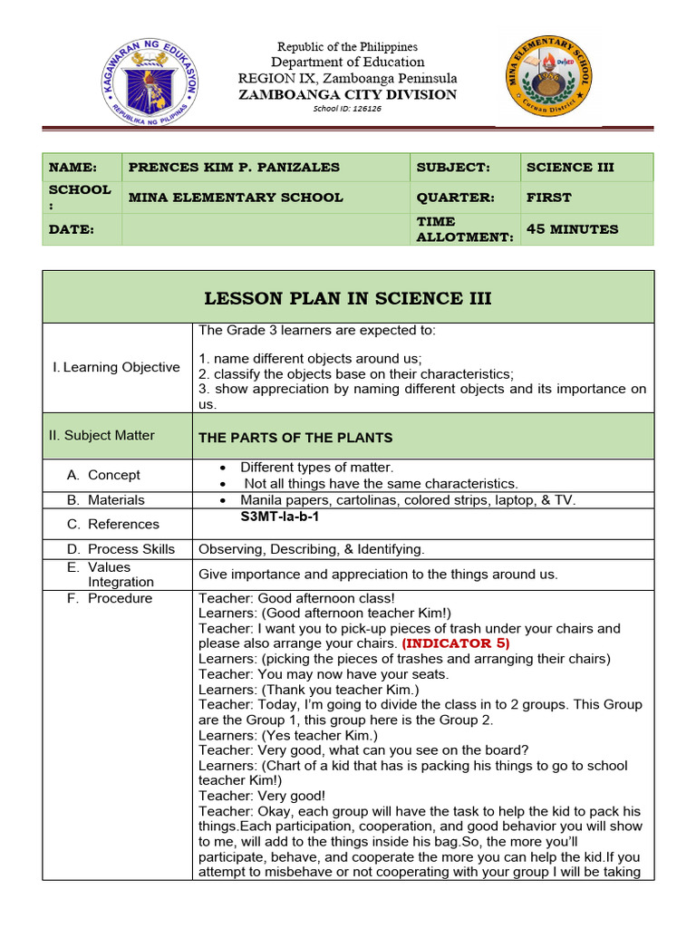 Detailed Lesson Plan for Science III 2025 | PDF | Learning | Teachers