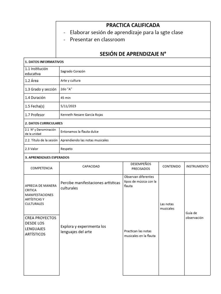 SESIÓN DE APRENDIZAJE | PDF | Maestros | Aprendizaje