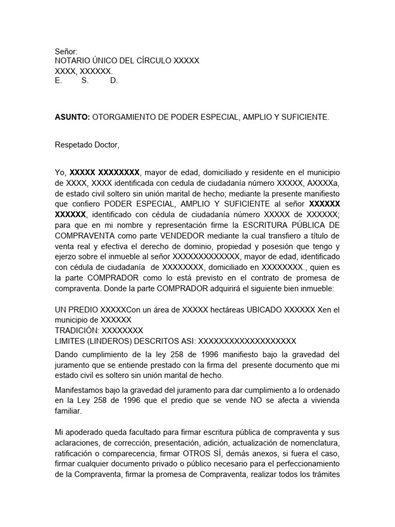 Poder Firma Escritura Compraventa | PDF | Documento de identidad | Ley común