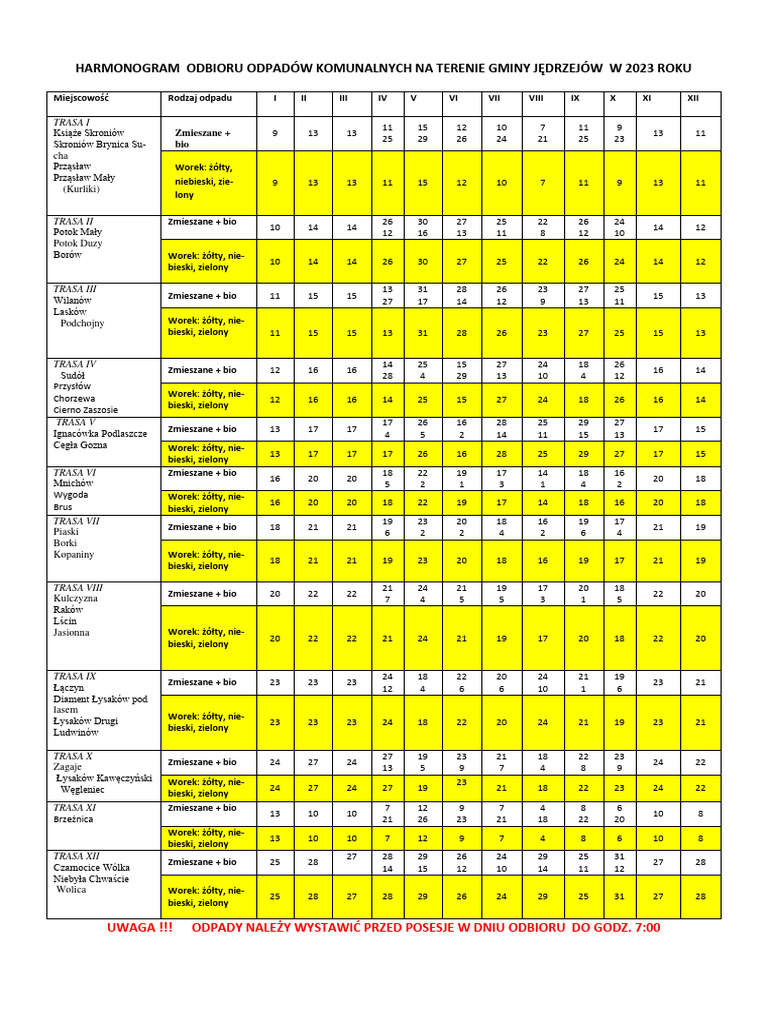 Harmonogram - Gmina - 2023 2 | PDF