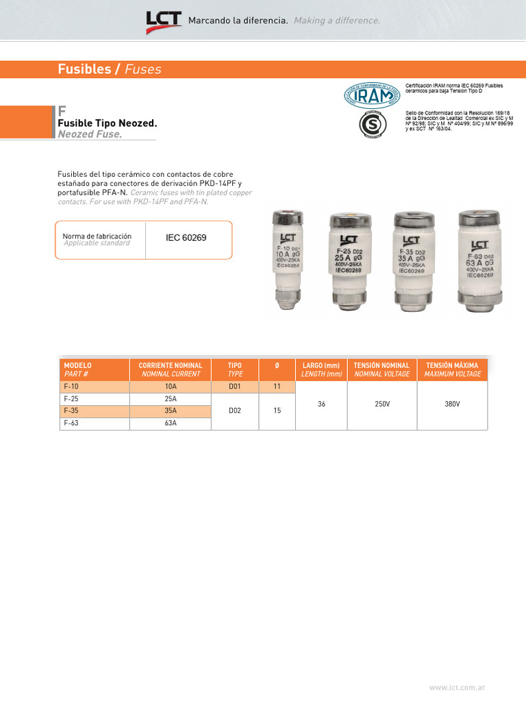 Fusibles / Fuses: Fusible Tipo Neozed | PDF | Tecnología e ingeniería