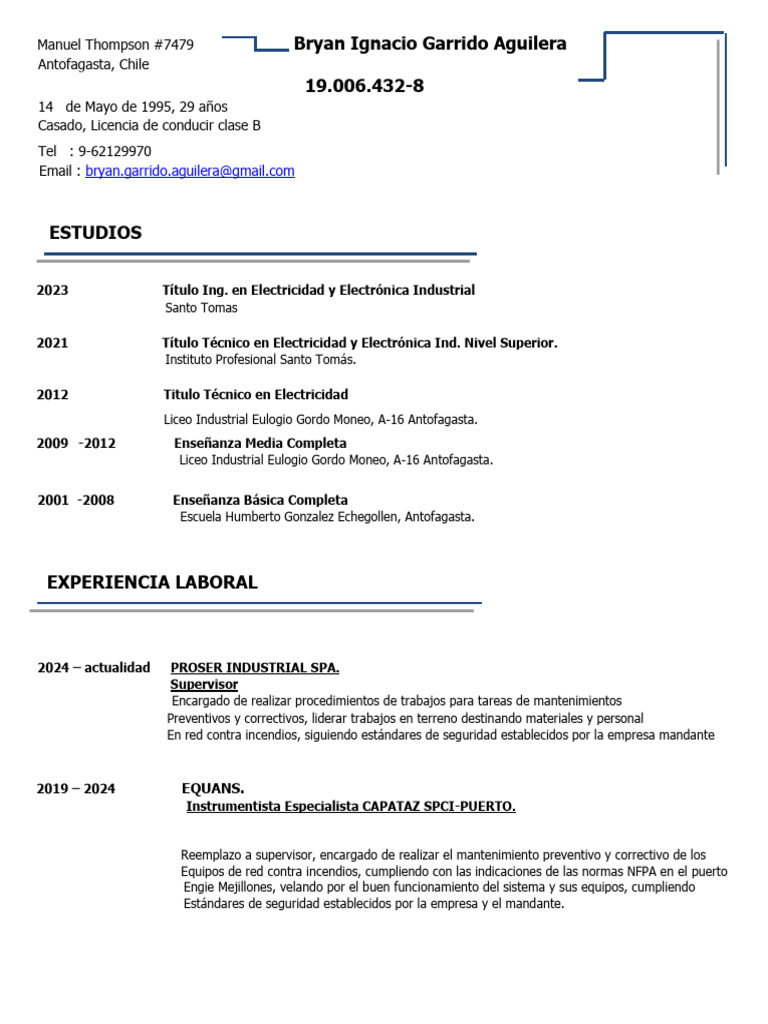 cv actualizado Bryan 2024 | PDF