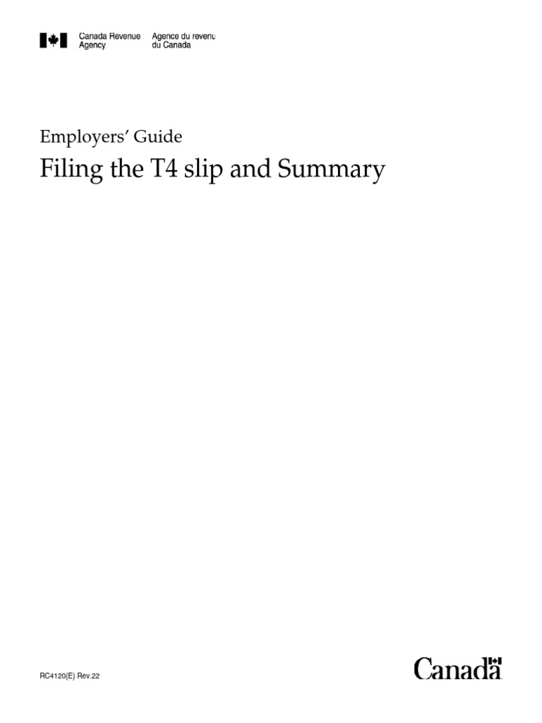 Filing The t4 Slips & Summary | PDF | Payroll Tax | Pension