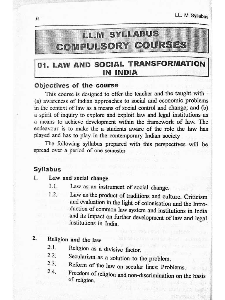 LL.M DAVV Syllabus | PDF