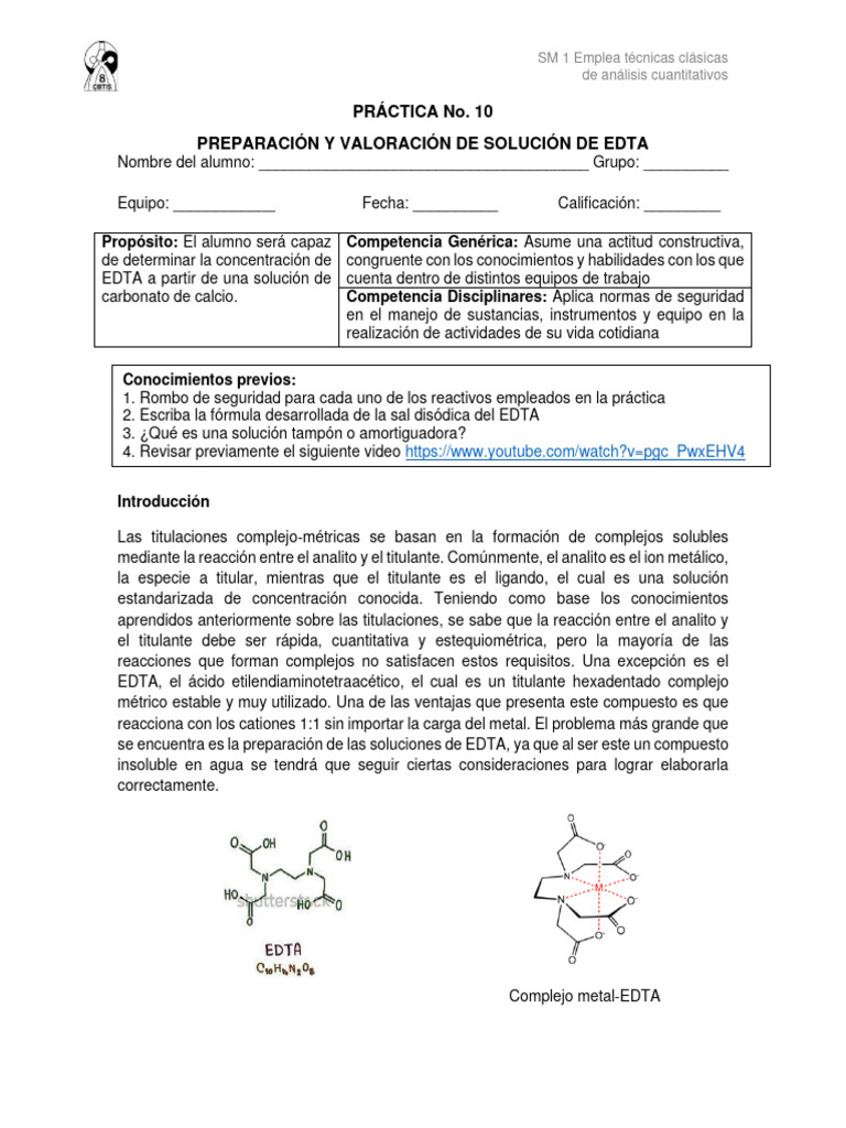 PR-CTICA No 10 | PDF | Valoración | Química