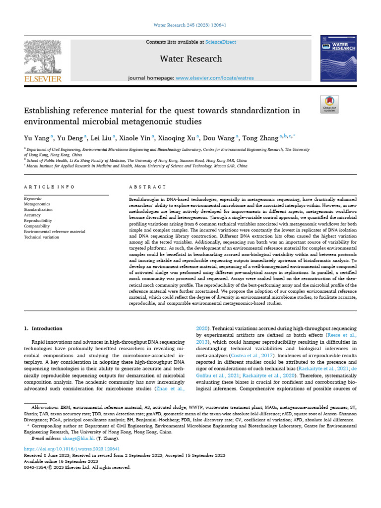 Environmental Reference Material for Metagenomics | PDF | Dna ...