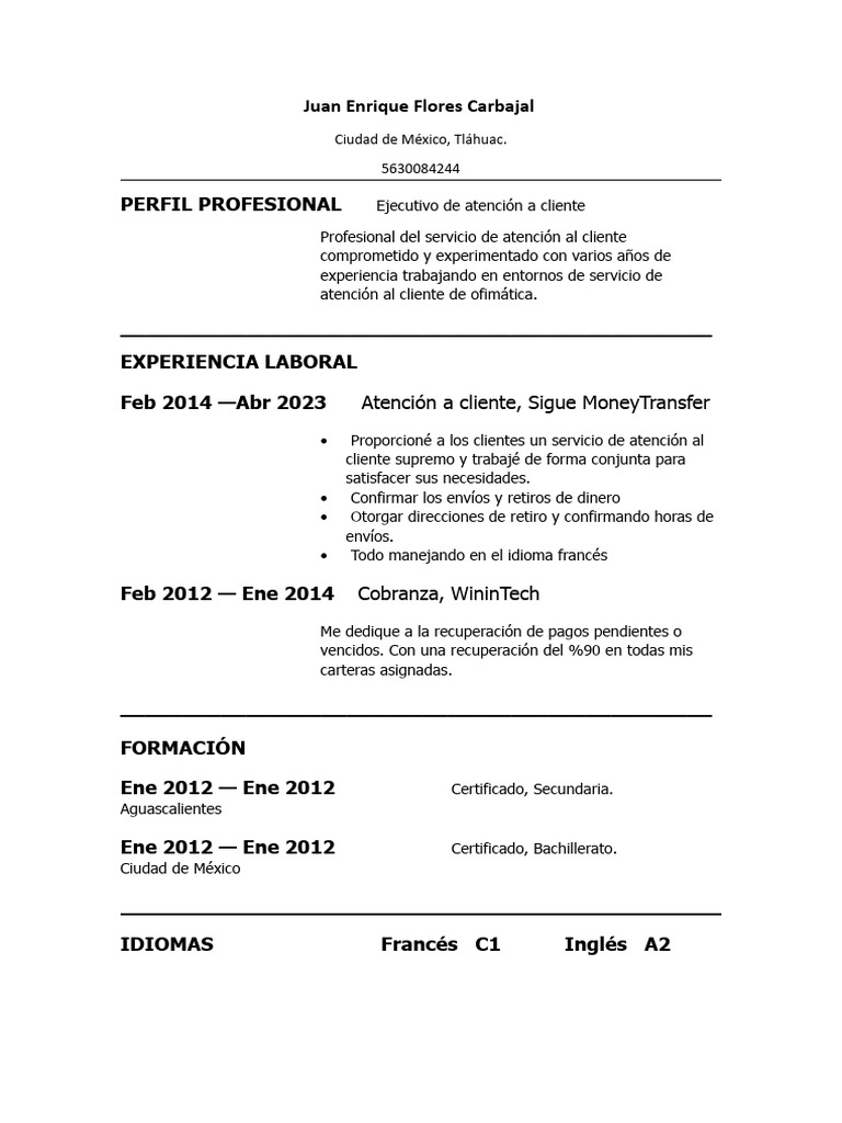 Enrique Flores CV | PDF