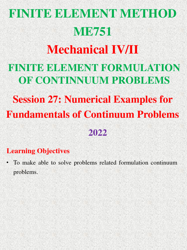 Session 27 C4T4 Numerical Examples For Fundamentals of Variational Formulation | PDF