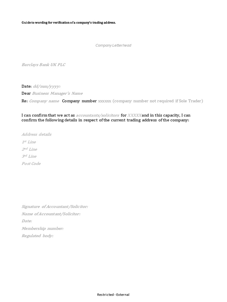 Company Trading Address Verification Guide | PDF