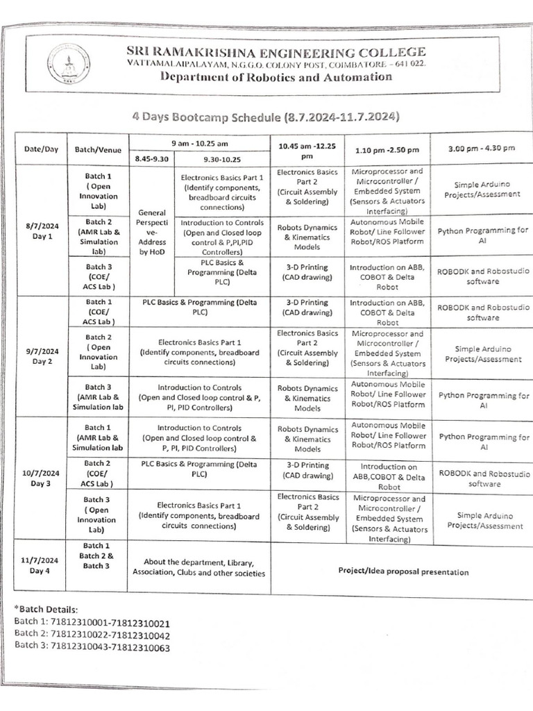 Bootcamp Schedule 2024 | PDF