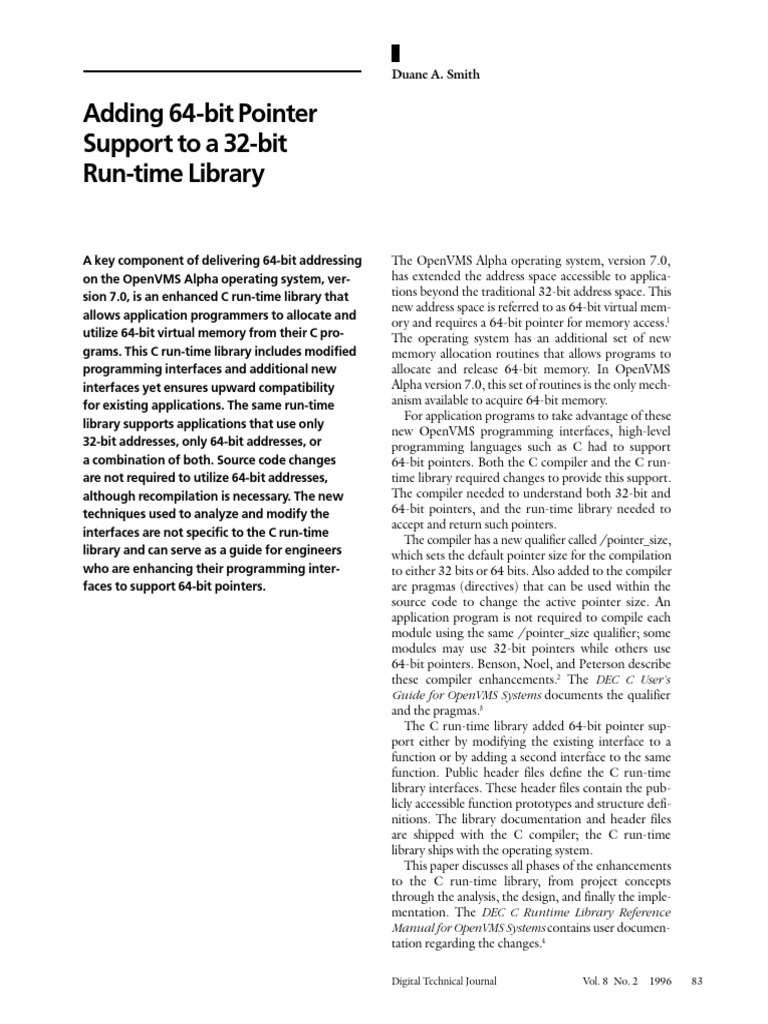 Adding 64 Bit Pointer Support To 32 Bit Runtime Library | PDF | Pointer (Computer Programming ...