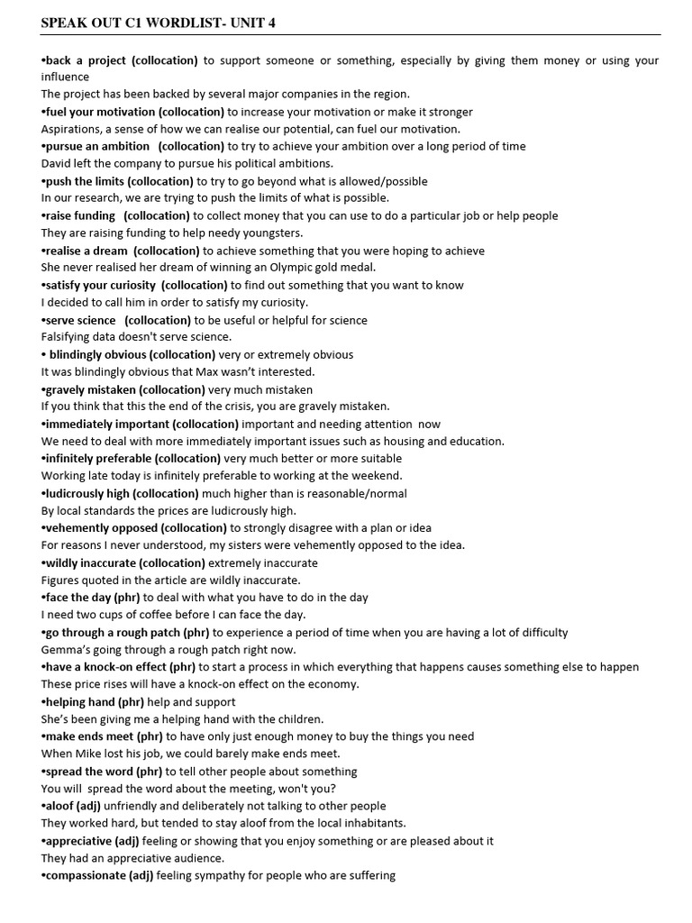 Speak Out C1 Wordlist Unit 4 | PDF | Economies | Sharing Economy