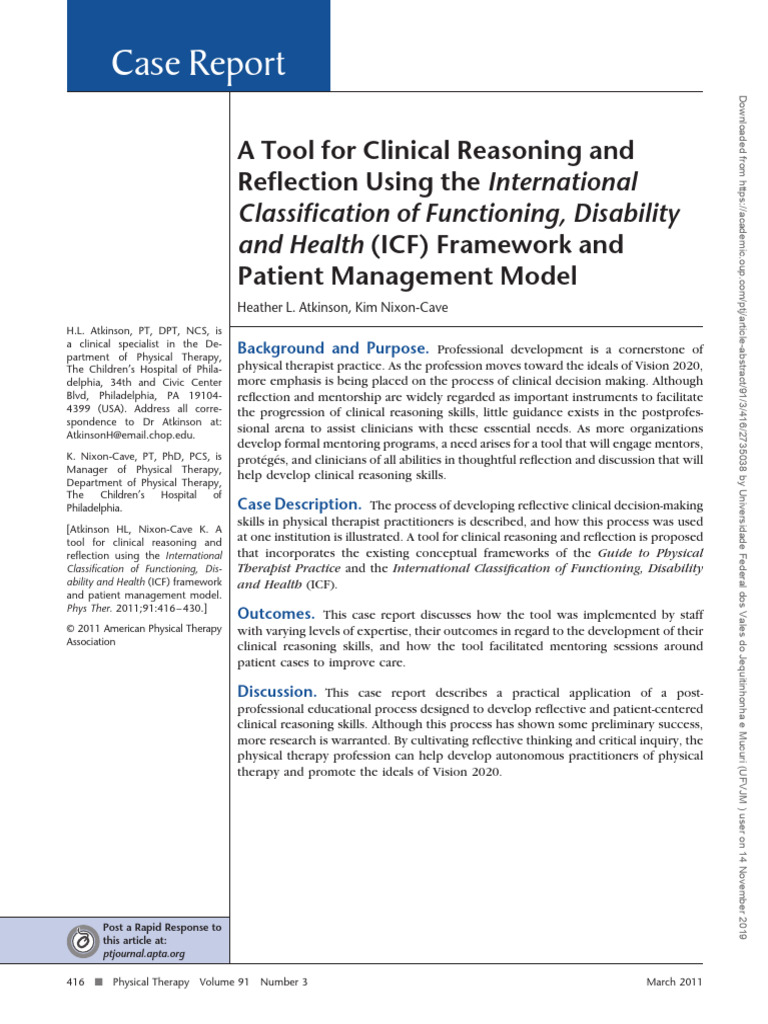 Clinical Reasoning Tool for PTs | PDF | Physical Therapy | Mentorship