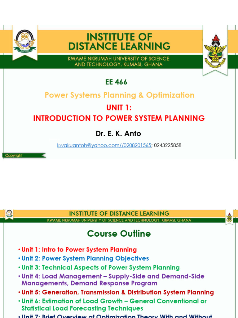 24-IDL-EE 466-UNIT 1-Intro To Power Systems Planning PDF | PDF ...