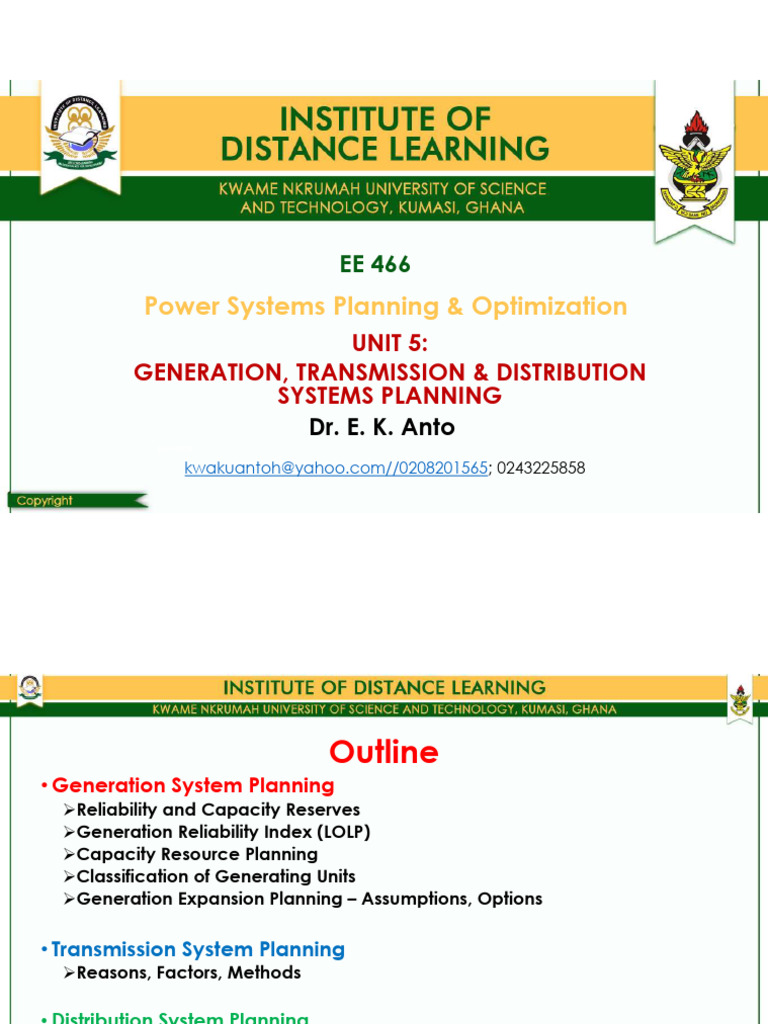 24-IDL-EE 466-UNIT 5-Gen, Trans & Distr. System Planning PDF | PDF ...