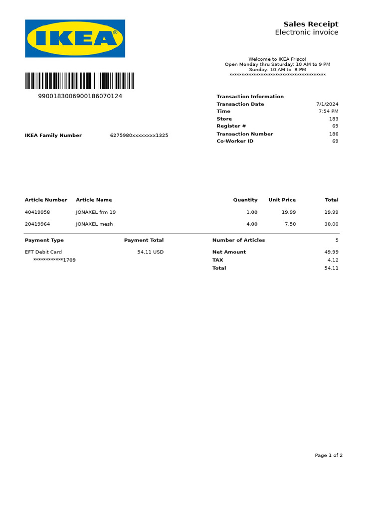 Invoice 20240701001830690186 | PDF | Debit Card | Receipt