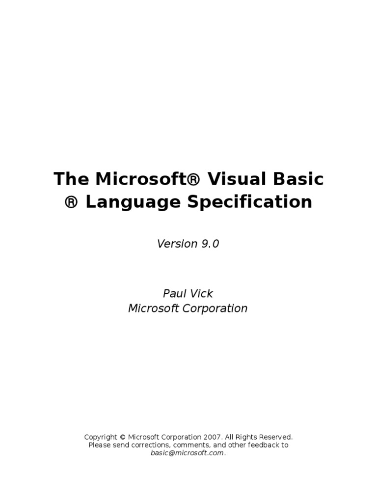 Visual Basic Language Specification 9.0 | PDF | Business