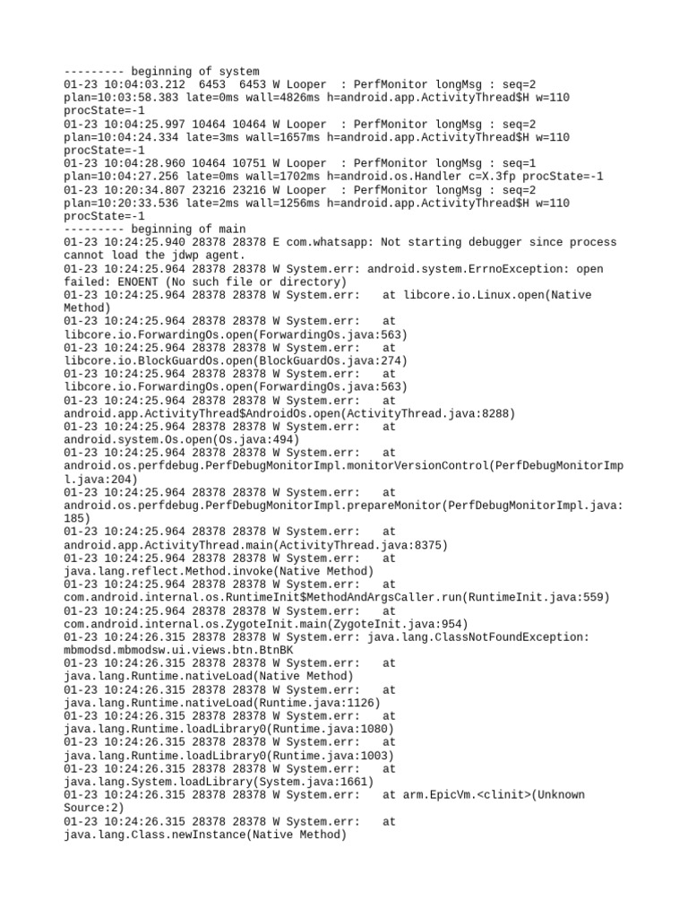 Android Error Log Analysis | PDF | Java (Programming Language ...