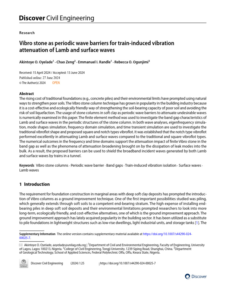 Vibro Stone As Periodic Wave Barriers For Train-Induced Vibration Attenuation of Lamb and ...